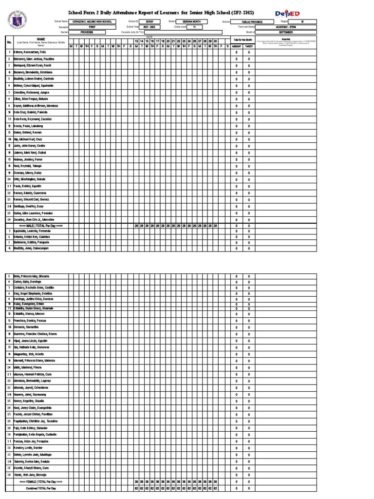 School Form 2 PDF Ageing Human Life Stages