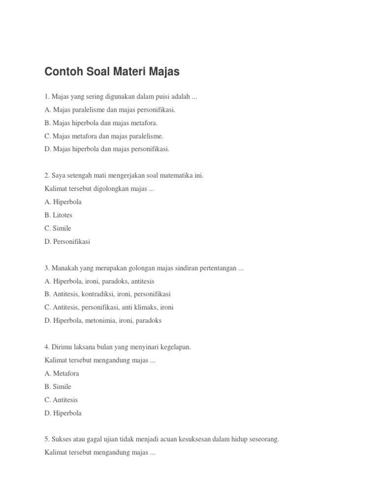 Contoh Soal Materi Majas | PDF