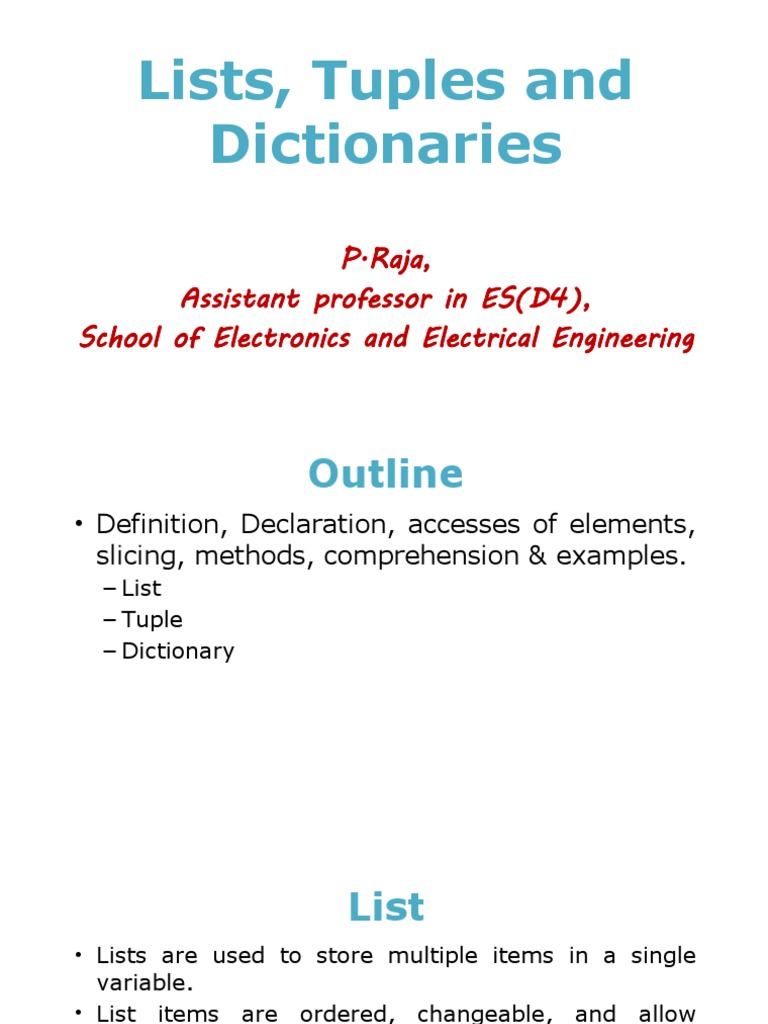 Lists Tuples And Dictionaries A Comprehensive Guide To Python Data Structures Pdf Array 5495