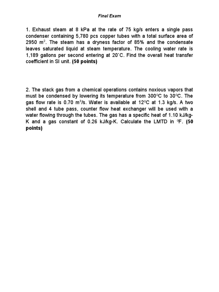 Heat Transfer Final Exam | PDF