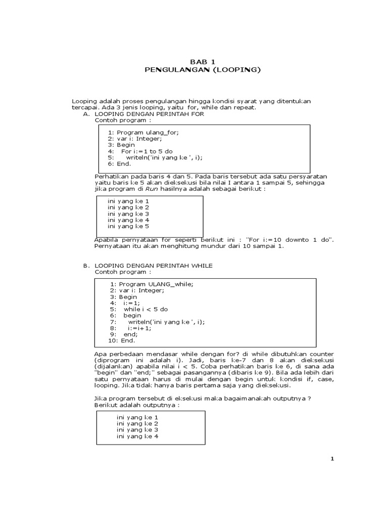 MENGERTIKAN KONSEP LOOPING DALAM BAHASA PEMROGRAMAN | PDF
