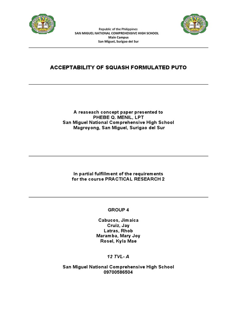 Acceptability of Squash Puto | PDF | Cucurbita | Foods