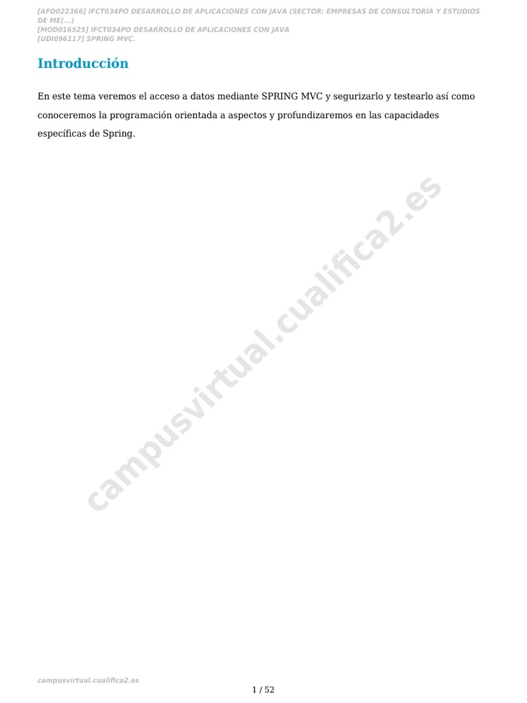 Desarrollo Java con Spring MVC | PDF | Spring Framework | Java (lenguaje de programación)