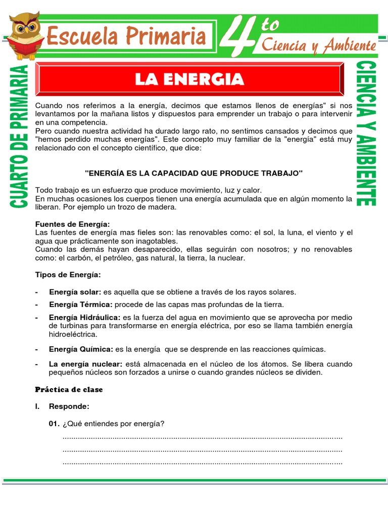 Conceptos de Energía para Primaria | PDF | Energía renovable | Energía ...