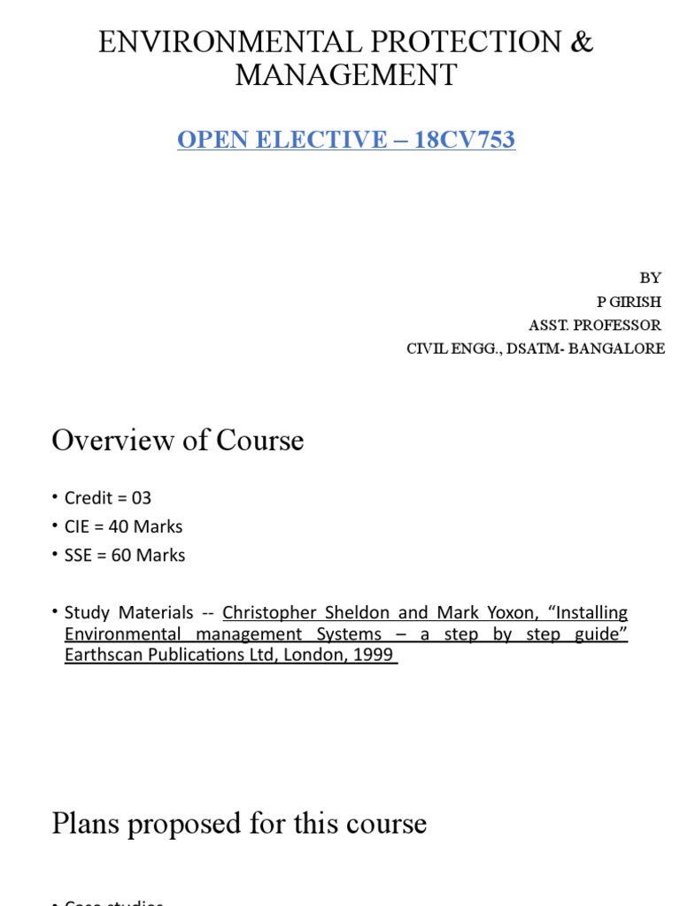 Environmental Protection Management | PDF | Sustainability | Pollution