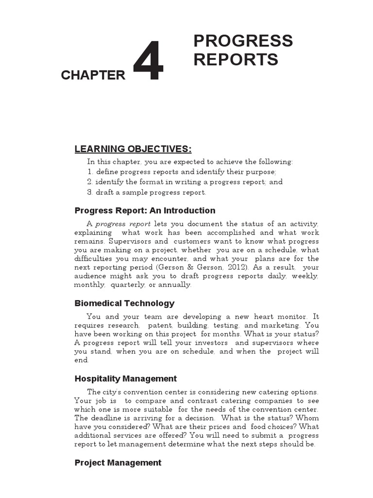 Chapter 4 Progress Reports | PDF | Communication | Business