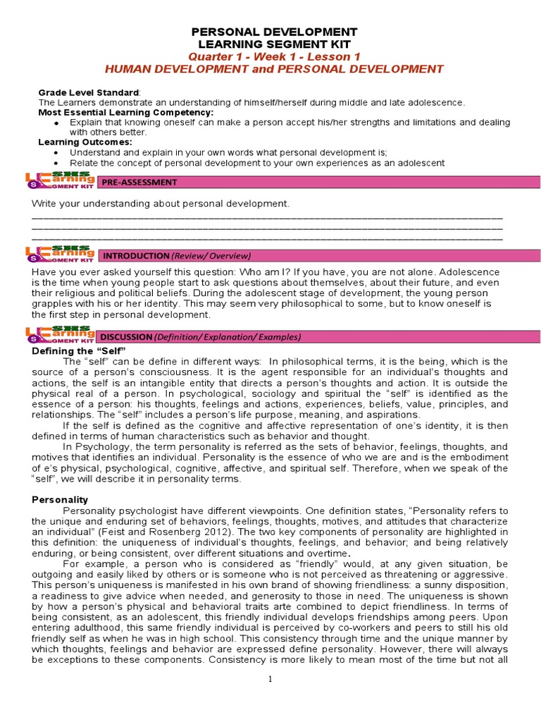 Perdev Week 1&2 | PDF | Thought | Emotions
