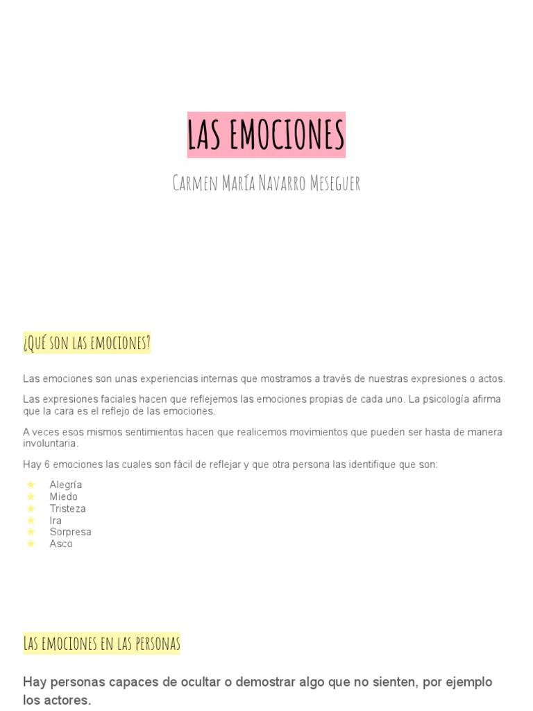 Las Emociones Y El Miedo Pdf Las Emociones Temor