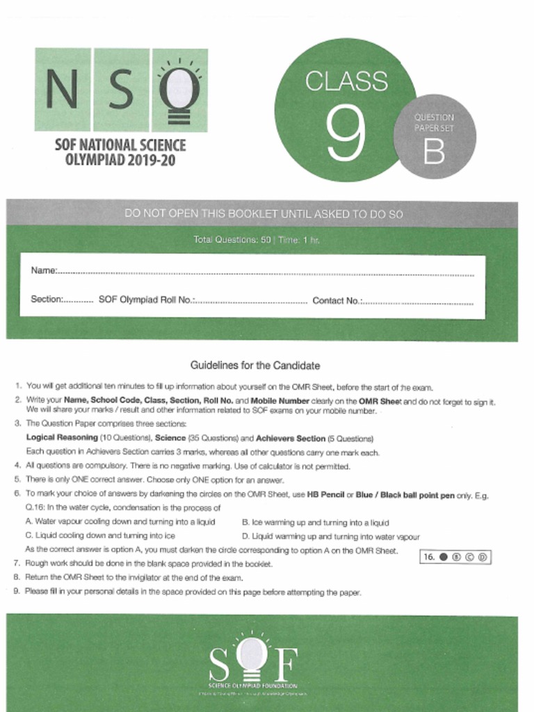 NSO - Class 9 - 2019-20 | PDF