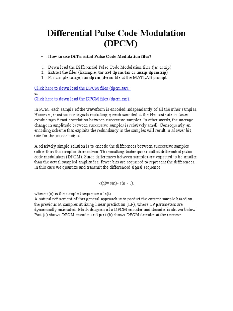 Differential Pulse Code Modulation | PDF