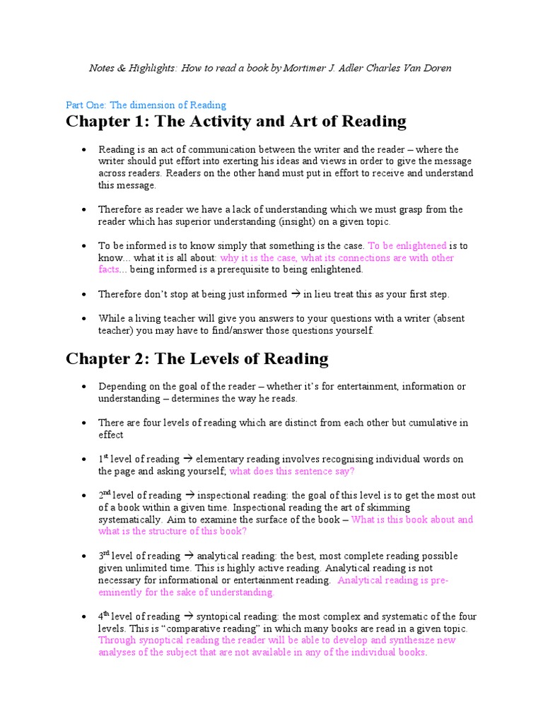Notes & Highlights - How To Read A Book | PDF | Argument | Deductive ...