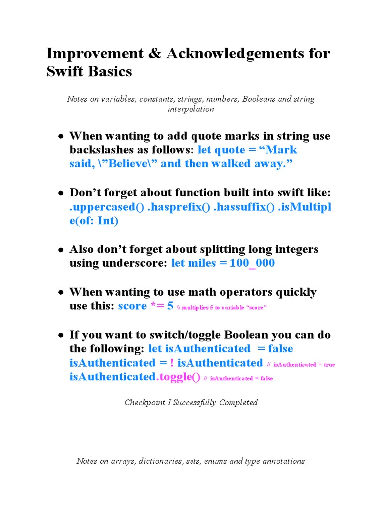 Swift Basic Pdf Boolean Data Type Parameter Computer Programming 