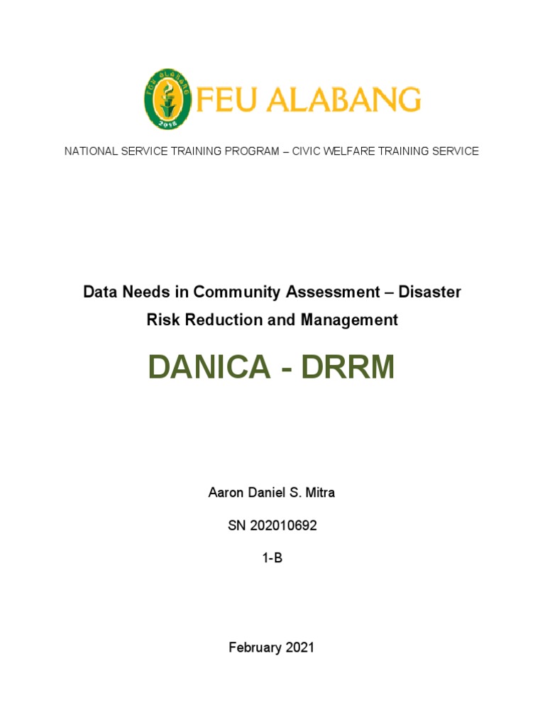 NSTP 2 Danica DRRM Mitra 2021 | PDF | Malnutrition | Crimes