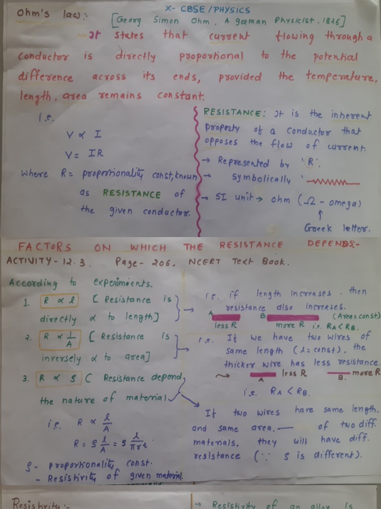 Ohm's law and Resistance | PDF | Physics | Electrical Engineering