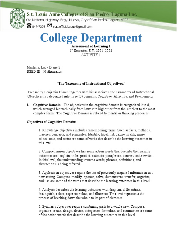 Asynchronous Activity 1 | PDF | Cognition | Learning