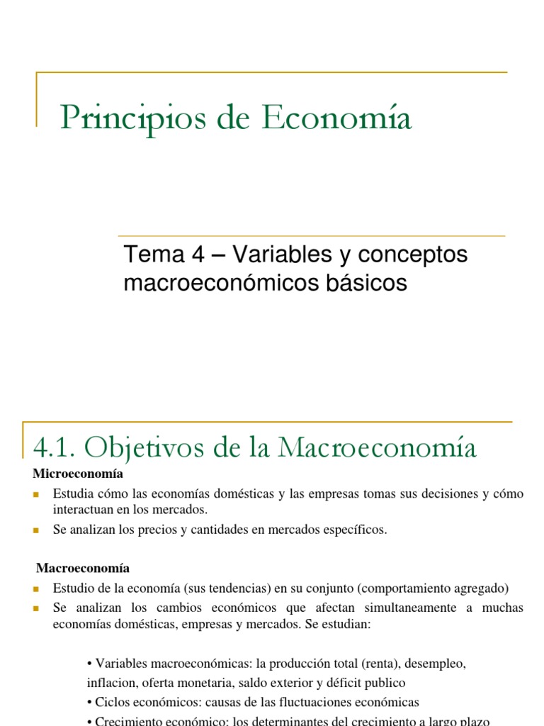 Tema 4 Ultimo Variables y Conceptos Macroeconómicos Básicos | PDF | Producto Interno Bruto ...