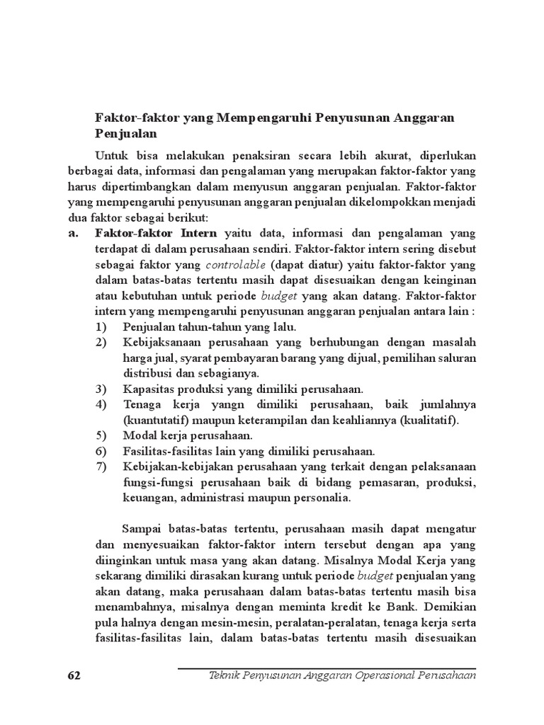 Faktor Penyusunan Anggaran Penjualan | PDF | Bisnis