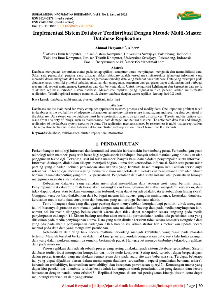 Implementasi Sistem Database Terdistribusi Dengan Metode Multi-Master ...