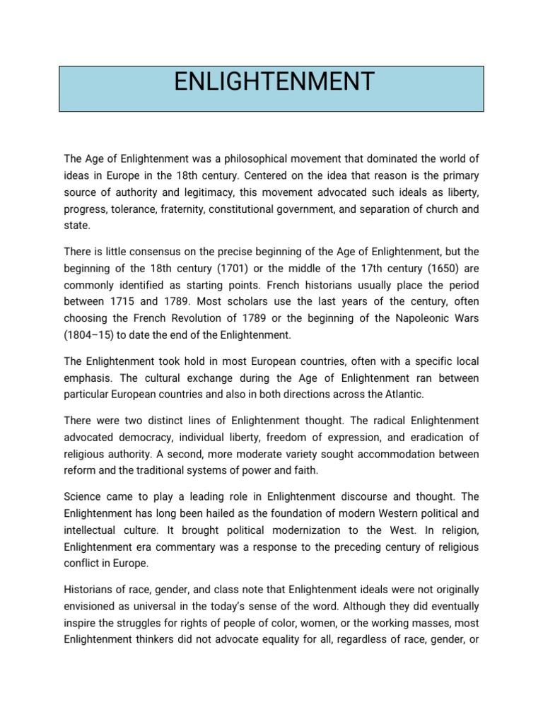 Enlightenment Assignment | PDF