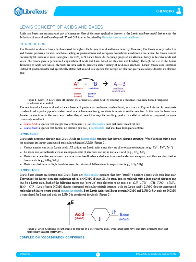 Lewis Concept of Acids and Bases | PDF | Acid | Chemical Bond