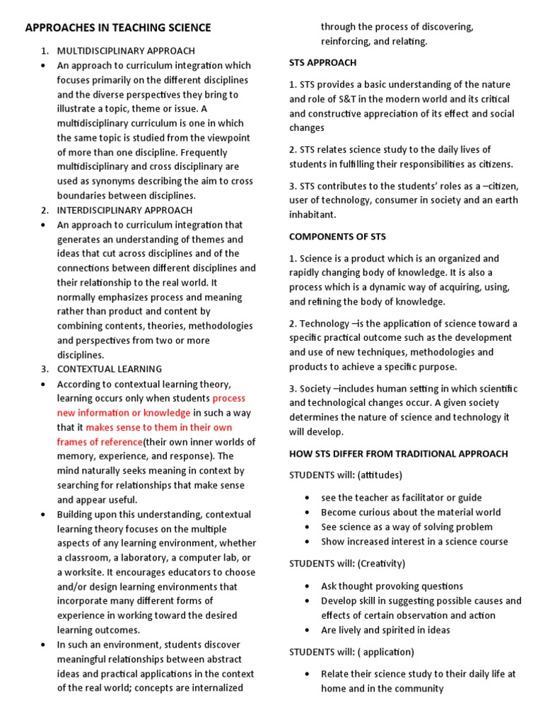 Effective Science Teaching Approaches | PDF | Learning ...