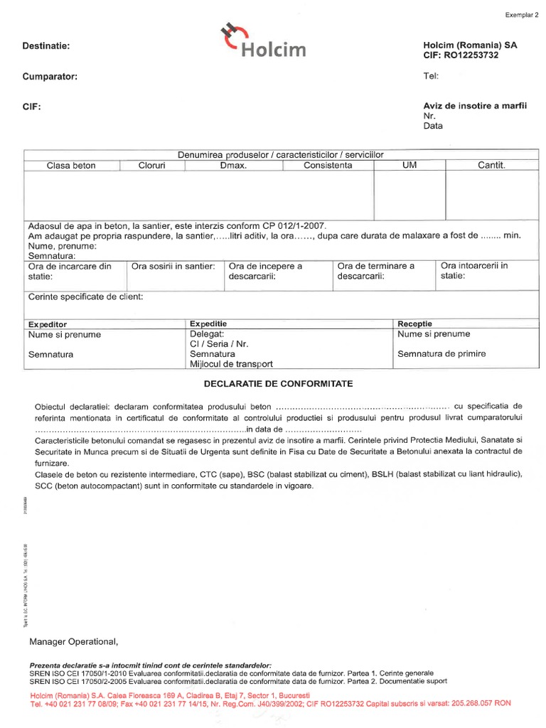 2.1 Aviz de Insotire+declaratie de Conformitate | PDF