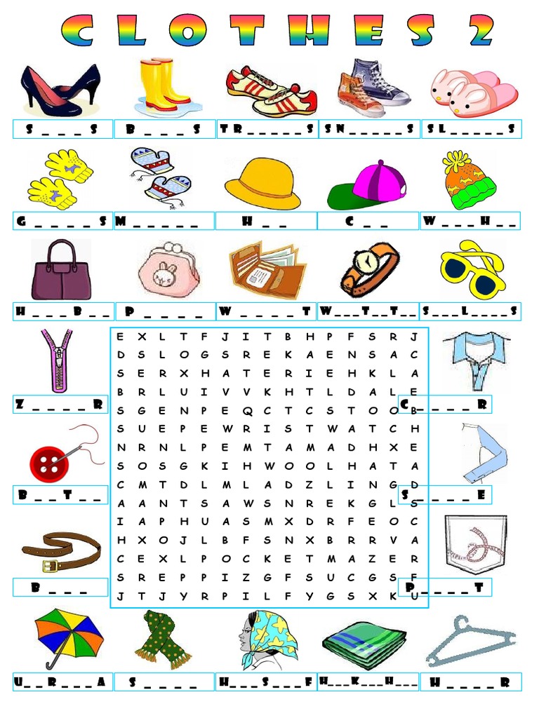 Clothes-Wordsearch-2 12 | PDF | Uniforms | Clothing