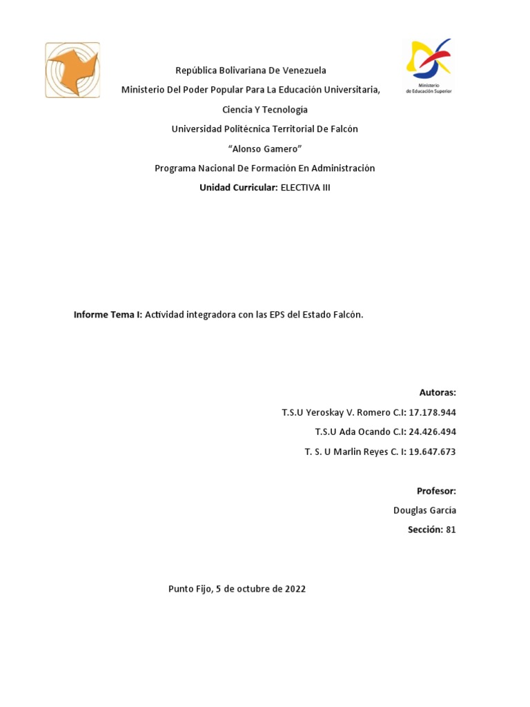 Tema 10 Actividad Integradora Con Las Eps en Falcon | PDF | Capitalismo | Business