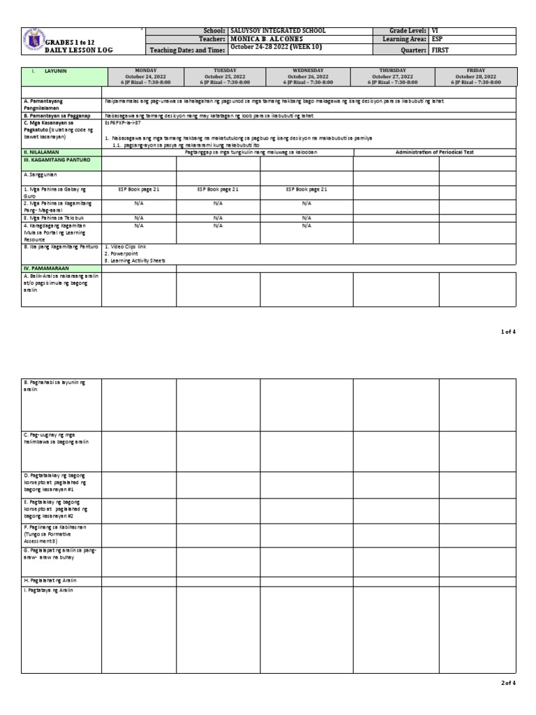 DLL - Esp 6 - Q1 - W10 | PDF