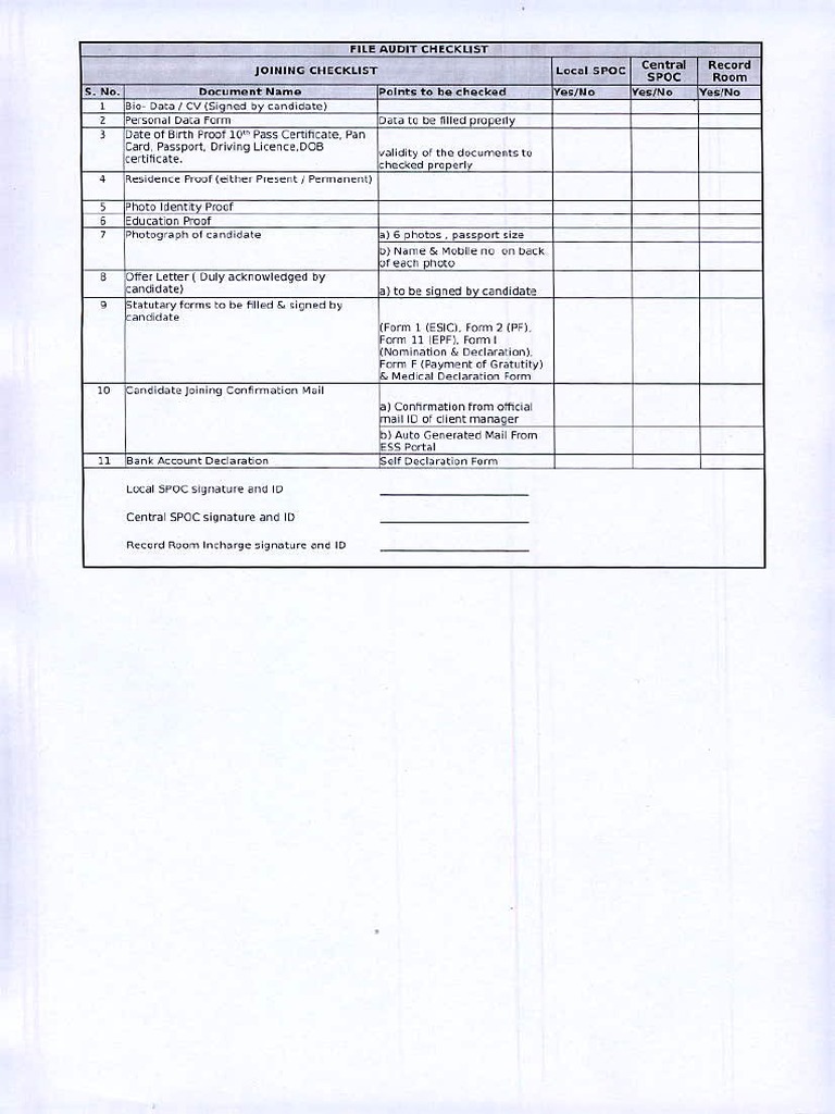 File Audit Checklist | PDF