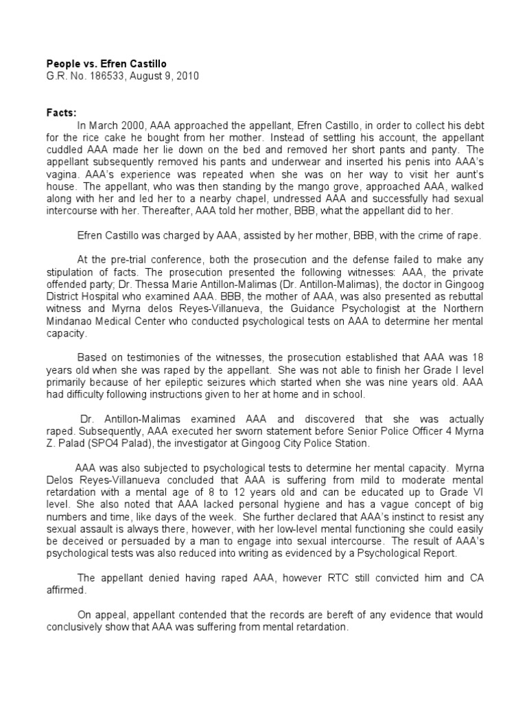 People Vs Efren Castillo | PDF | Witness | Testimony