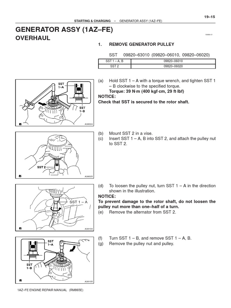 Generator Assy (1Az-Fe) : Overhaul | PDF | Screw | Nut (Hardware)