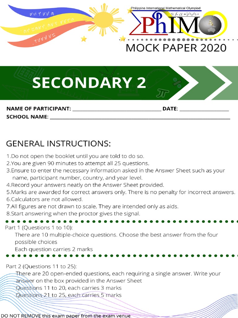 Analysis of a Mock Exam for Secondary 2 Students with Detailed Multiple ...