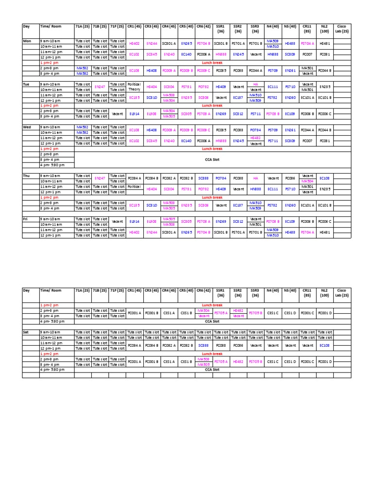 SUS Time Table MS 2022. v3 - 10oct2022 | PDF