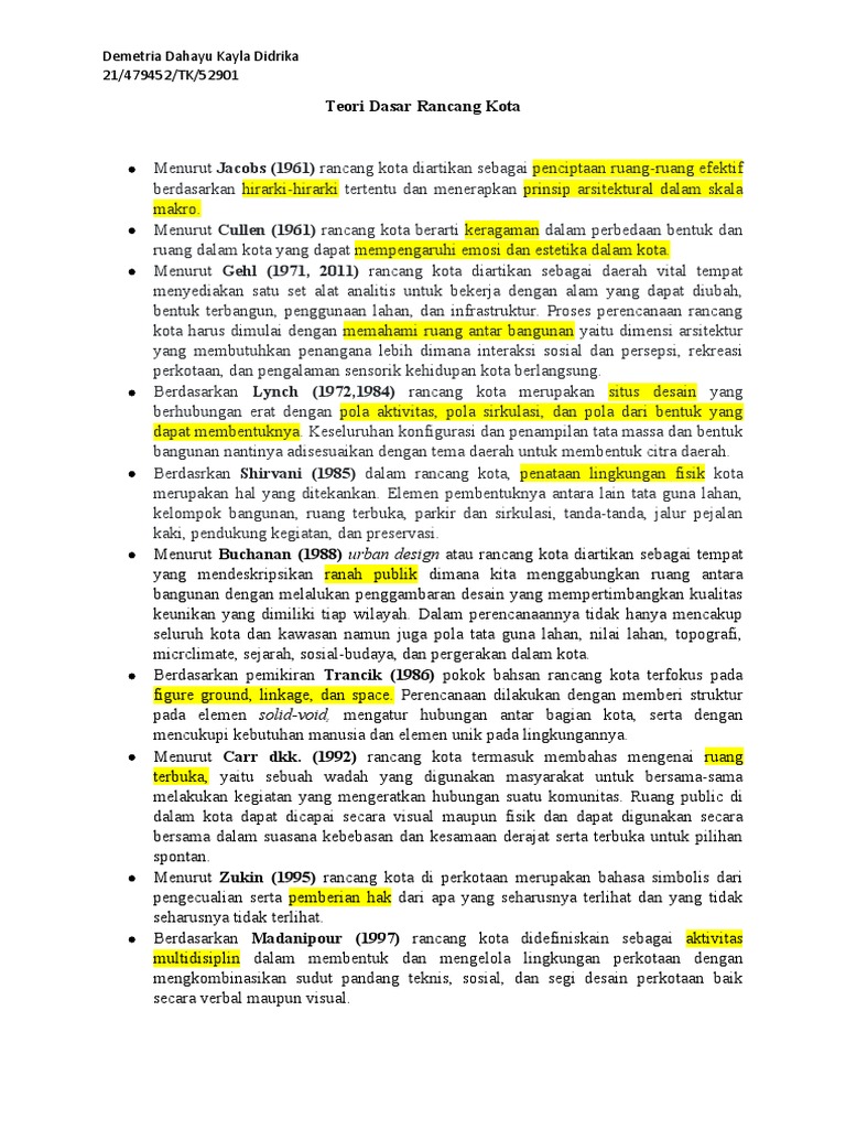 Teori Dasar Rancang Kota | PDF