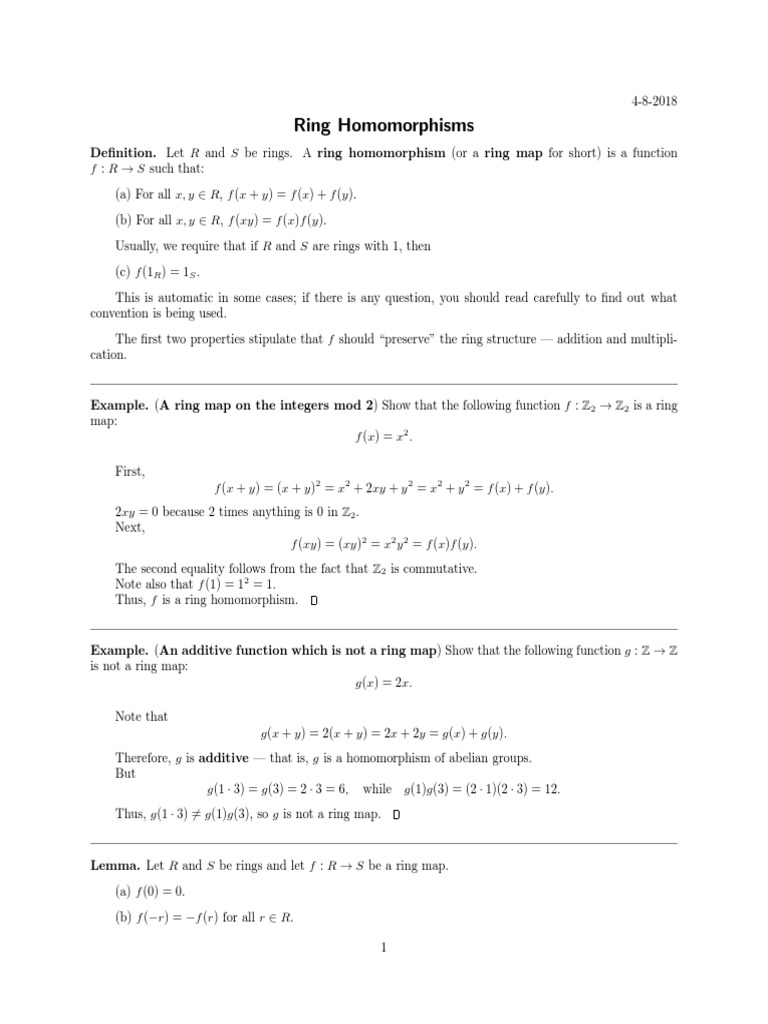 Ring Maps | PDF | Ring (Mathematics) | Linear Map