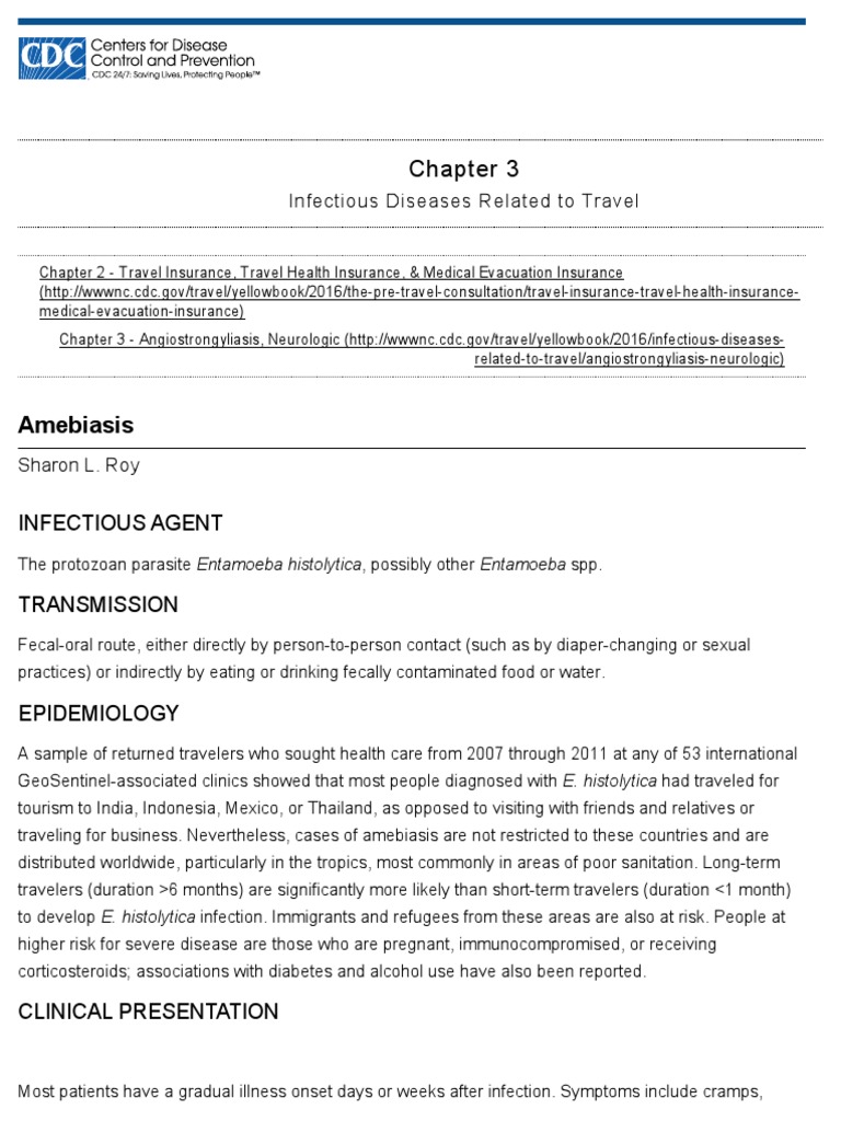 Amebiasis - Chapter 3 - 2016 Yellow Book - Travelers' Health - CDC ...