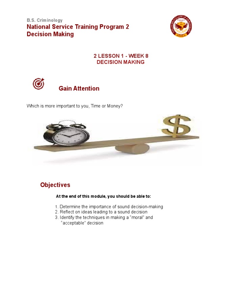 Decision Making 2-Lesson 8 | PDF | Decision Making | Morality