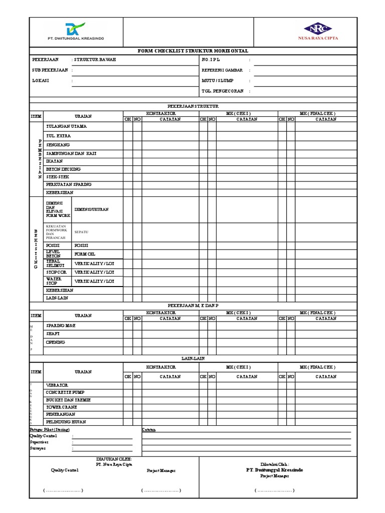 Form Checklist Struktur BRess | PDF