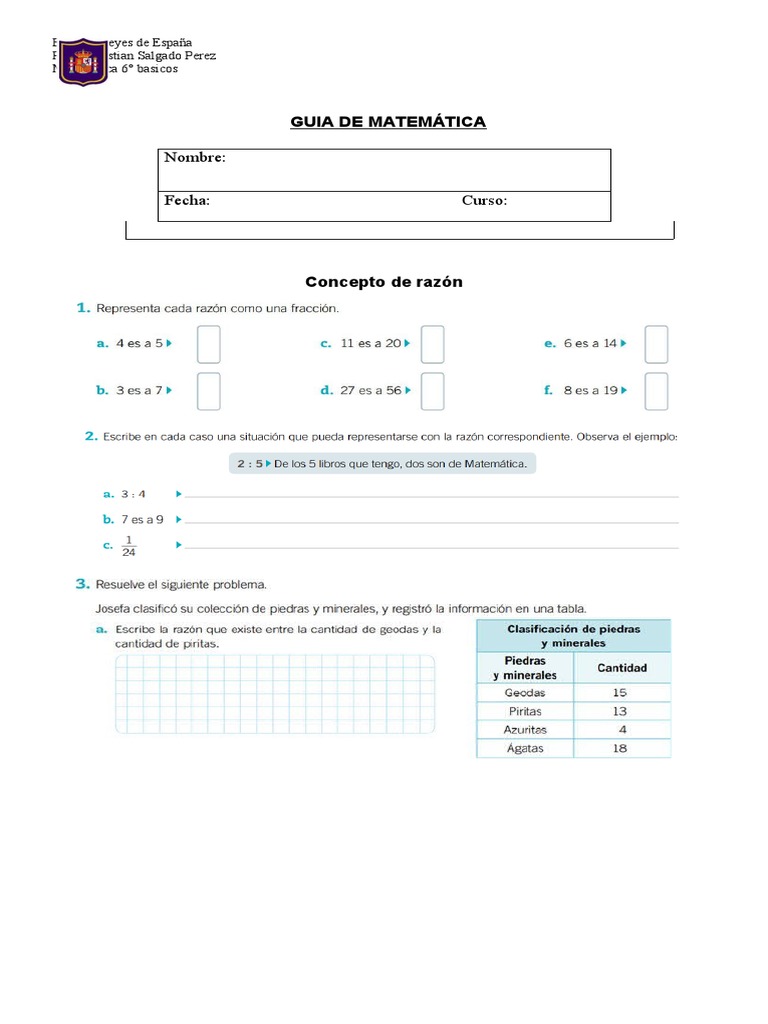 Guía de Razones para 6° Básico | PDF