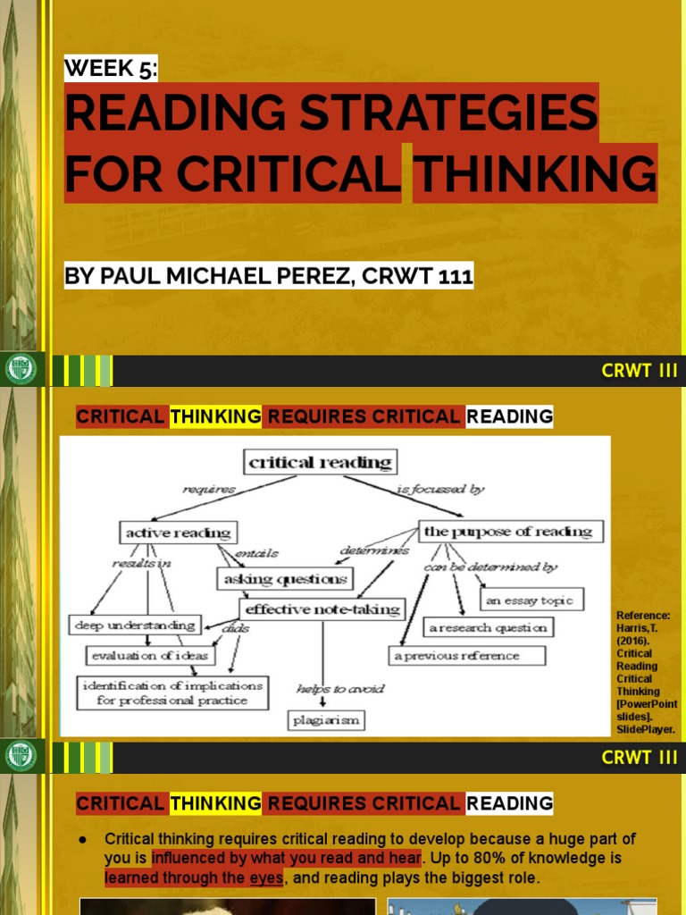 Week 5 Reading Strategies For Critical Thinking (PPT Updated) | PDF ...