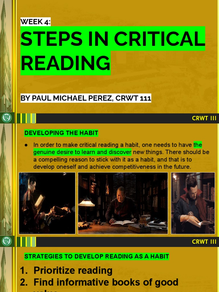 Week 4 Steps in Critical Reading (PPT Updated) | PDF | Evaluation ...