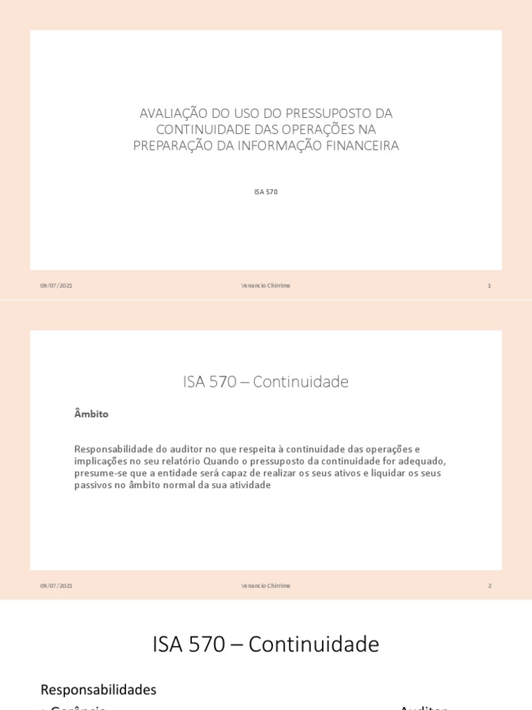 Licção Nº 12 Continuidade Norma 570 | PDF | Incerteza