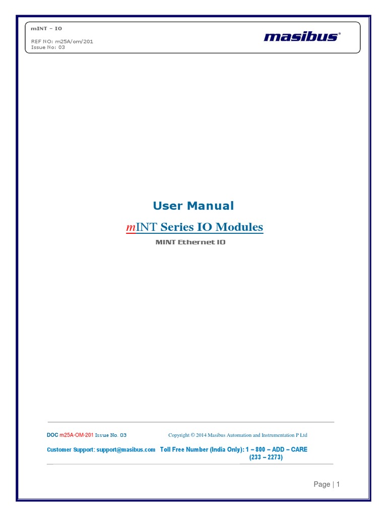 MINT Ethernet IO User Manual | PDF | Computer Network | Ip Address