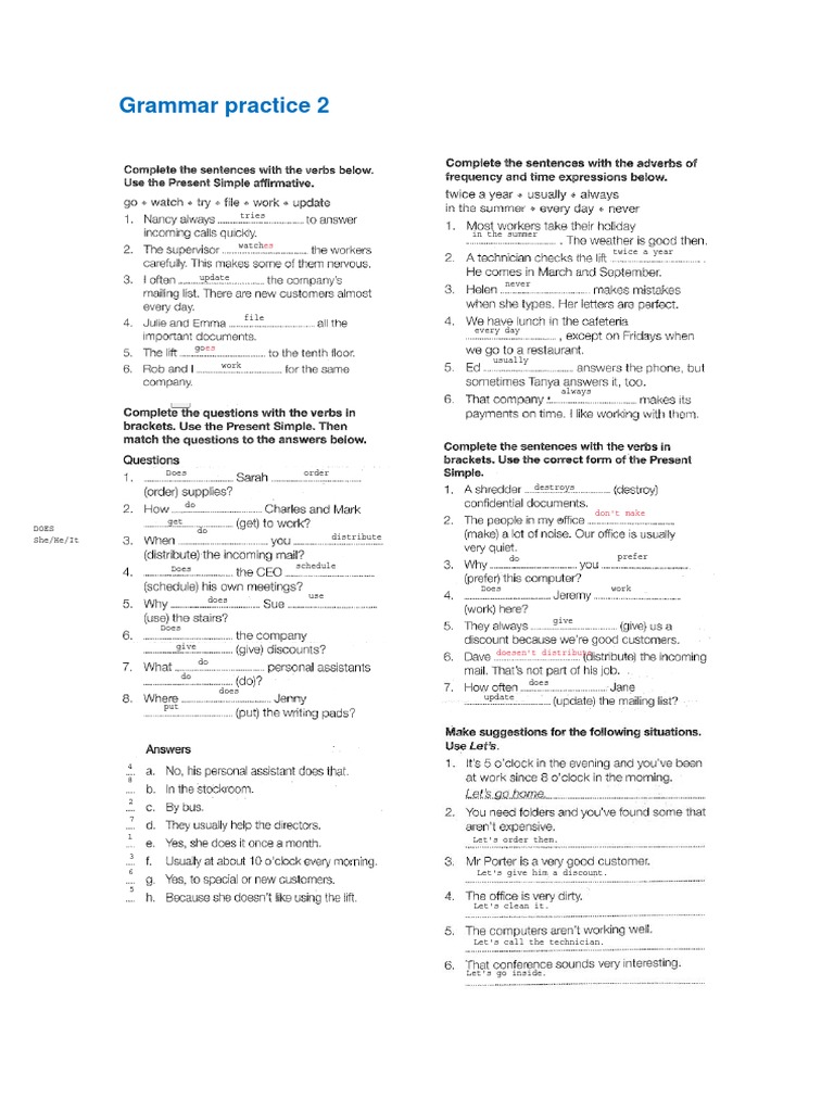 Grammar Practice 2 | PDF