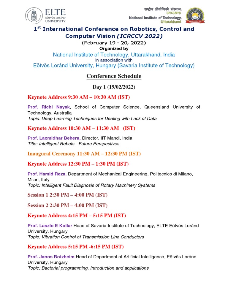1st International Conference on Robotics, Control and Computer Vision (ICRCCV 2022): Conference ...