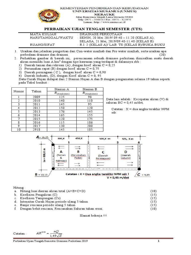 Soal Uts Drainakot - 2019 - Perbaikan | PDF