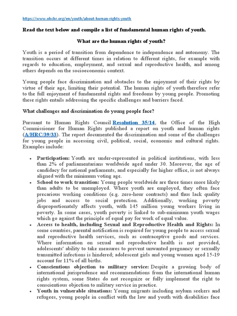 Youth Rights | Download Free PDF | Youth | Rights