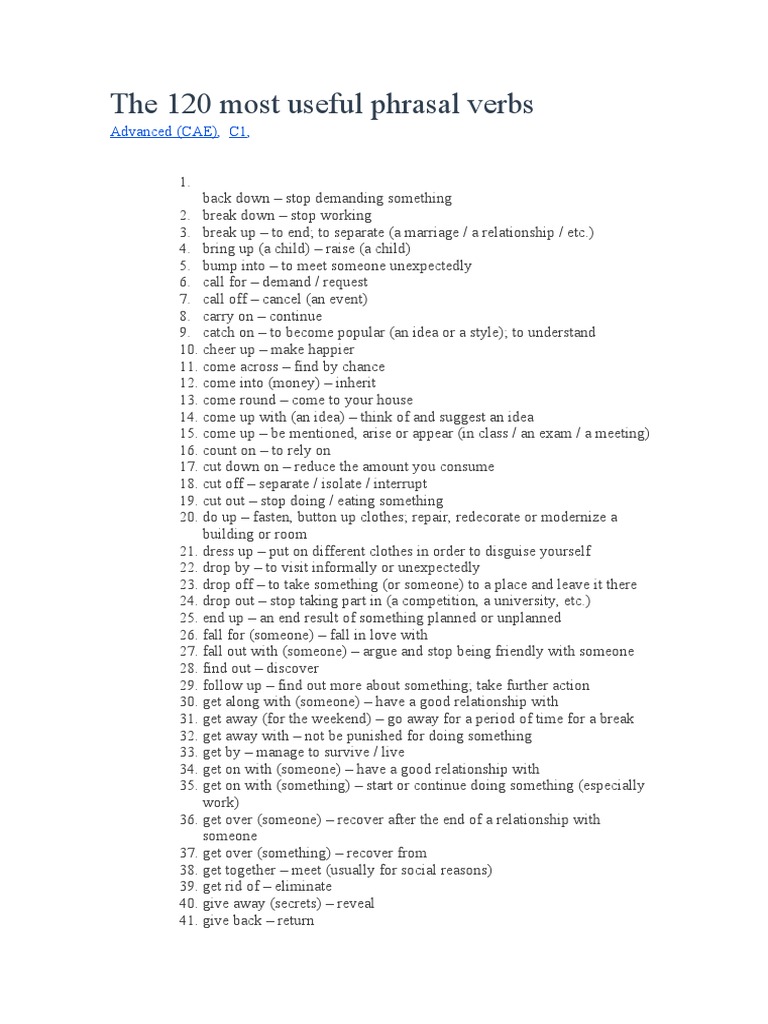 The 120 Most Useful Phrasal Verbs c1 | PDF