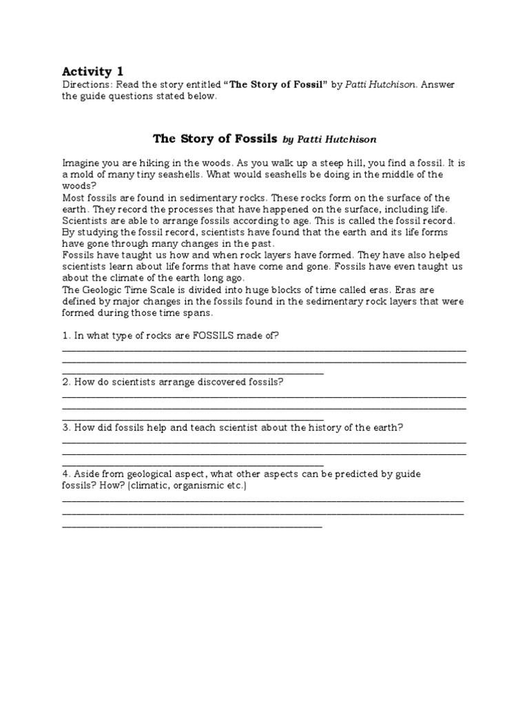 The Story of Fossils by Patti Hutchison | PDF